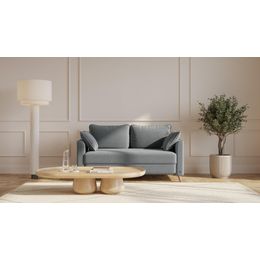 BRUNO Schlafsofa 140cm in Dunkelgrau | stabiles Massivholz & Boxspringkomfort