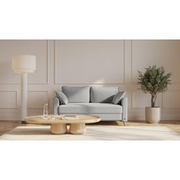 BRUNO Schlafsofa 140cm in Silver Grey Grau | stabiles Massivholz & Boxspringkomfort