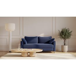 BRUNO Schlafsofa 160cm in Blau | stabiles Massivholz & Boxspringkomfort