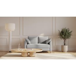 BRUNO Schlafsofa 120cm in Silver Grey Grau | stabiles Massivholz & Boxspringkomfort