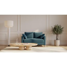 BRUNO Schlafsofa 120cm in T&uuml;rkis | stabiles Massivholz & Boxspringkomfort