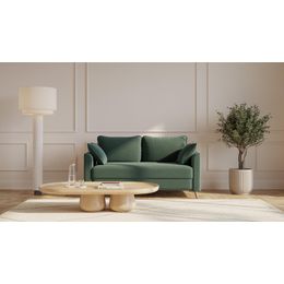 BRUNO Schlafsofa 140cm in Forest Green | stabiles Massivholz & Boxspringkomfort