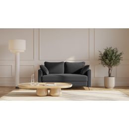 BRUNO Schlafsofa 140cm in Schwarz / Anthrazit | stabiles Massivholz & Boxspringkomfort