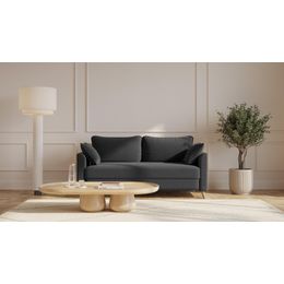 BRUNO Schlafsofa 160cm in Schwarz / Anthrazit | stabiles Massivholz & Boxspringkomfort