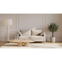 BRUNO Schlafsofa 160cm in Beige | stabiles Massivholz & Boxspringkomfort