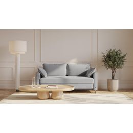 BRUNO Schlafsofa 160cm in Hellgrau | stabiles Massivholz & Boxspringkomfort