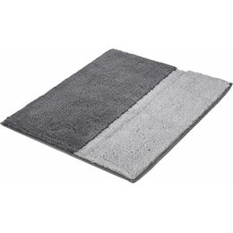 Badematte Kleine Wolke "Life, Badvorleger, Badezimmer Teppich" Gr. 3, grau (anthrazit), H:20mm, Baumwolle, Badematten, Badematte, Badteppich, Streifen, Hoch-Tief Effekt