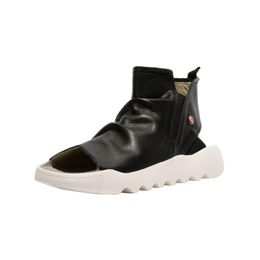 Schaftsandalette Softinos "Softinos Sandalen Leder", Damen, Gr. 38, schwarz, Leder, Schuhe