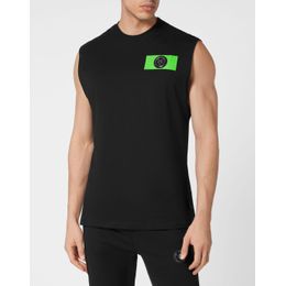T-Shirt Plein Sport "Tanktop", Jungen, Gr. XXL, schwarz (02, schwarz), Obermaterial: 100% Baumwolle, Shirts T-Shirt