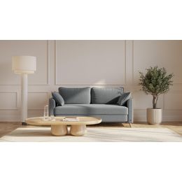 BRUNO Schlafsofa 160cm in Dunkelgrau | stabiles Massivholz & Boxspringkomfort