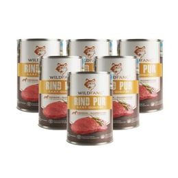 Wildfang Premium Nassfutter Rind pur &ndash; getreidefrei, 70% Fleisch, B.A.R.F.-Qualit&auml;t 6x800 g