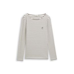 Tom Tailor Damen Langarmshirt mit Streifenmuster, wei&szlig;, Gestreift, Gr. XXL