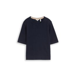 Tom Tailor Damen Strickpullover mit Seidenanteil, blau, Uni, Gr. XL
