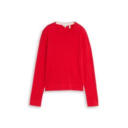 Tom Tailor Damen Strickpullover mit Seidenanteil, rot, Uni, Gr. XXL