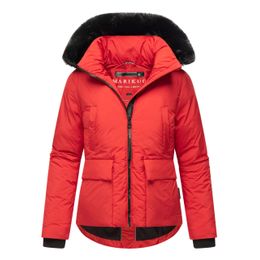Marikoo Damen Winterjacke kurz mit Kunstfell & Teddyfutter &ndash; Morinaa