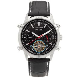 Heritor Automatik Wilhelm Semi-Skelett Lederarmbanduhr mit Tag/Datum