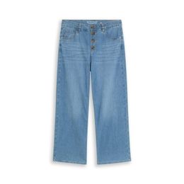 Tom Tailor Damen TTNELMA CULOTTE Jeans mit Knopfleiste, blau, Uni, Gr. 26/28