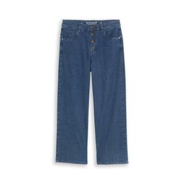 Tom Tailor Damen TTNELMA CULOTTE Jeans mit Knopfleiste, blau, Uni, Gr. 26/28
