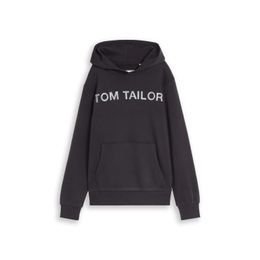 Tom Tailor Jungen Hoodie Sweatshirt mit Logo-Print, grau, Uni, Gr. 152