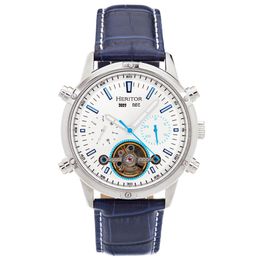 Heritor Automatik Wilhelm Semi-Skelett Lederarmbanduhr mit Tag/Datum