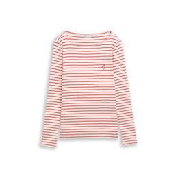 Tom Tailor Damen Langarmshirt mit Streifenmuster, rot, Gestreift, Gr. XXL