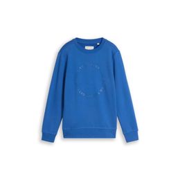 Tom Tailor Jungen Basic Sweatshirt mit Print, blau, Uni, Gr. 152