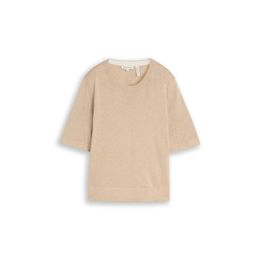 Tom Tailor Damen Strickpullover mit Seidenanteil, beige, Meliert, Gr. XXL