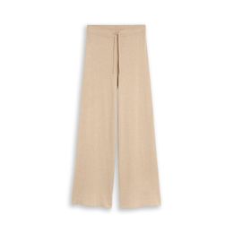 Tom Tailor Damen Wide Leg Strickhose mit Seidenanteil, beige, Meliert, Gr. 36