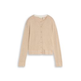 Tom Tailor Damen Cardigan mit Seidenanteil, beige, Meliert, Gr. XXL