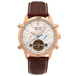 Heritor Automatik Wilhelm Semi-Skelett Lederarmbanduhr mit Tag/Datum