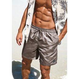 John Devin Herren Badeshorts braun bedruckt, Gr&ouml;&szlig;e XXL (58/60)