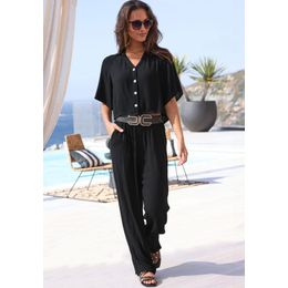 Buffalo Damen Palazzohose, Schwarz, Gr. 38, Sommerhosen, Material: Viskose