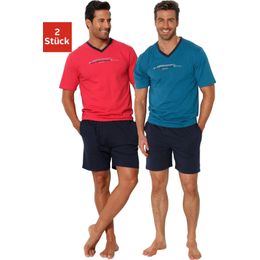 AUTHENTIC LE JOGGER Herren Pyjama petrol-navy, rot-navy, Gr&ouml;&szlig;e 48/50