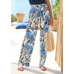 Lascana Damen Palazzohose, blau-creme-sand bedruckt, Gr&ouml;&szlig;e 46
