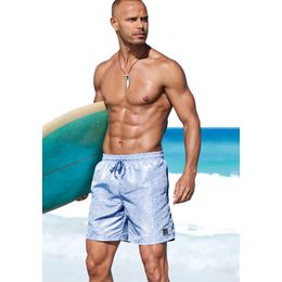 John Devin Herren Badeshorts blau bedruckt, Gr&ouml;&szlig;e S (46/48)