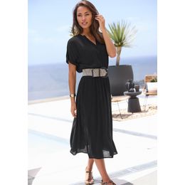 Buffalo Midi-Kleid, Schwarz, Gr. 38, Damen, Strandkleider, Material: Viskose