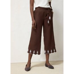 bonprix Leinen-Culotte mit G&uuml;rtel (2 tlg. Set), braun, Gr.44, sch&ouml;ne Premium Leinen-Culotte mit passendem Bindeg&uuml;rtel und schm&uuml;ckender Stickerei, aus Leinen