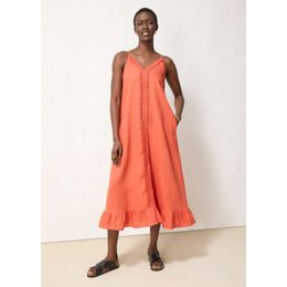 bonprix Maxikleid aus reinem Leinen, rot, Gr.52, sommerliches Leinen Maxikleid mit verstellbaren Spaghetti-Tr&auml;gern und schm&uuml;ckender R&uuml;sche, aus Leinen
