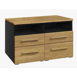 Pharao24.de Fernsehertisch Schlafzimmer Kommode in Anthrazit und Eiche hell