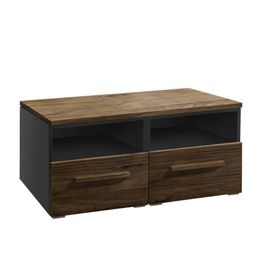 Pharao24.de TV Lowboard Kommode in Nussbaumfarben und Anthrazit