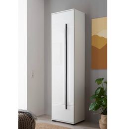 Pharao24.de Garderobenschrank Flurschrank in Wei&szlig; mit Kunststoffgriff