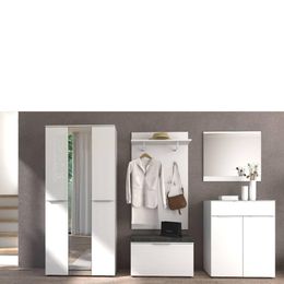 Pharao24.de Dieleneinrichtung Garderobenprogramm 196 cm hoch - glasbeschichtet (f&uuml;nfteilig)
