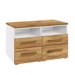 Pharao24.de TV Sideboard Schubkastenkommode in Wildbuchefarben & Wei&szlig; mit zwei offenen F&auml;chern