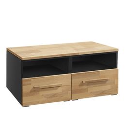 Pharao24.de Lowboard Kommode mit Holzgriffen und offenen F&auml;chern