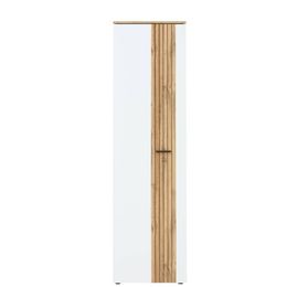 Pharao24.de Dielenschrank Flurschrank in Wei&szlig; matt und Altholz Optik
