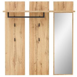Pharao24.de Wandgarderobe Garderobenpaneel mit Spiegel 4 Kleiderhaken