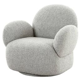 Pharao24.de Designersessel Polstersessel in Hellgrau aus Boucle Stoff