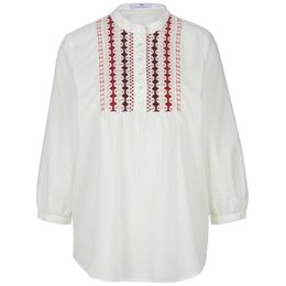 Peter Hahn - Bluse mit Rundhals-Ausschnitt, weiss, Gr. 46 / L - Baumwolle