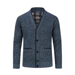 Allthemen Herren Strickjacke mit Zwei Taschenknopf Stehkragen Strickjacke f&uuml;r den Winter Blau