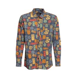 King Kerosin Herren Allover Printed Hemd Tiki's mehrfarbig